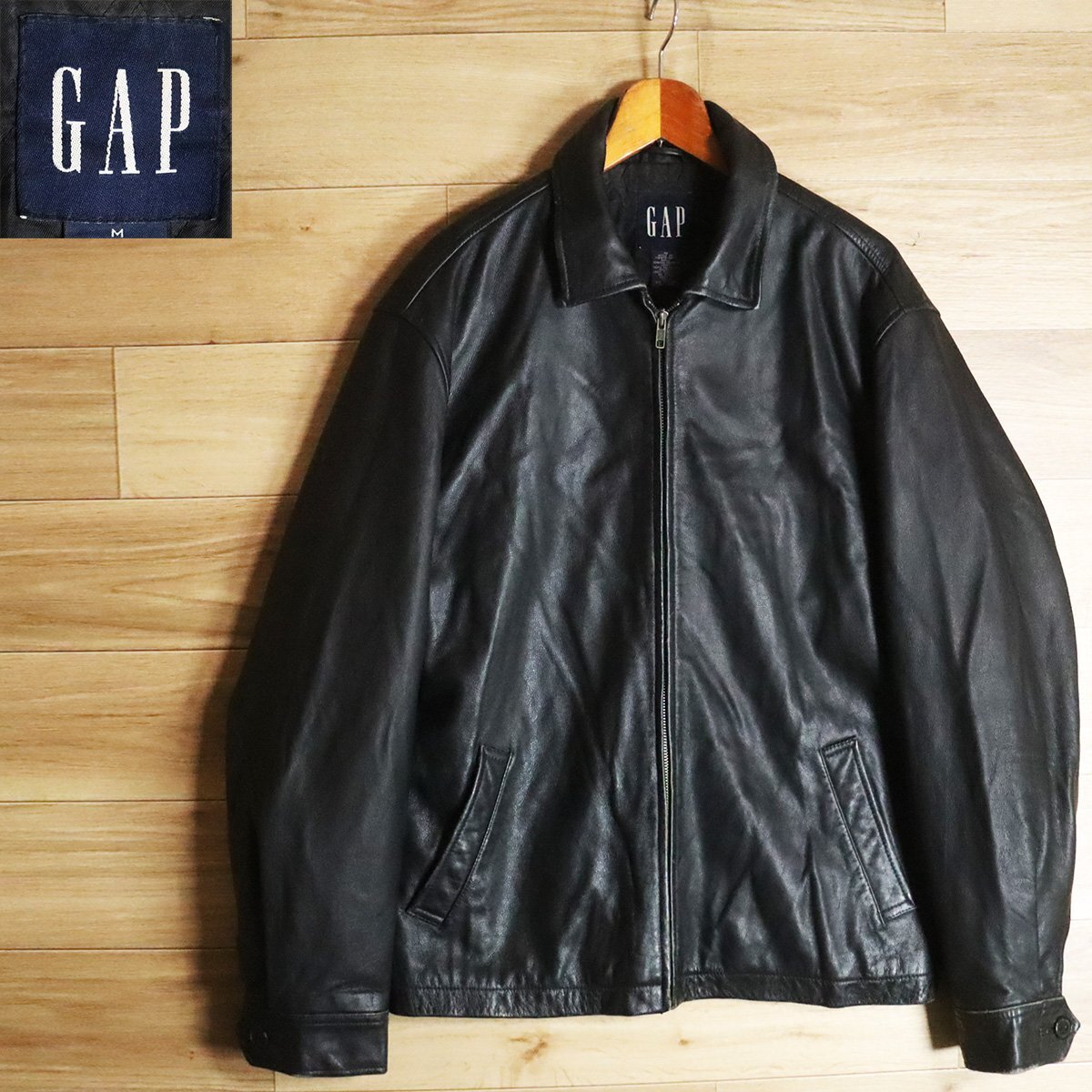 【やや傷や汚れあり】I12R/Y8.21-1 アメリカ古着 GAP ギャップ レザーシングルライダース 本革 M レザージャケット 中綿 革ジャン 皮ジャン Mサイズの落札情報詳細 ...