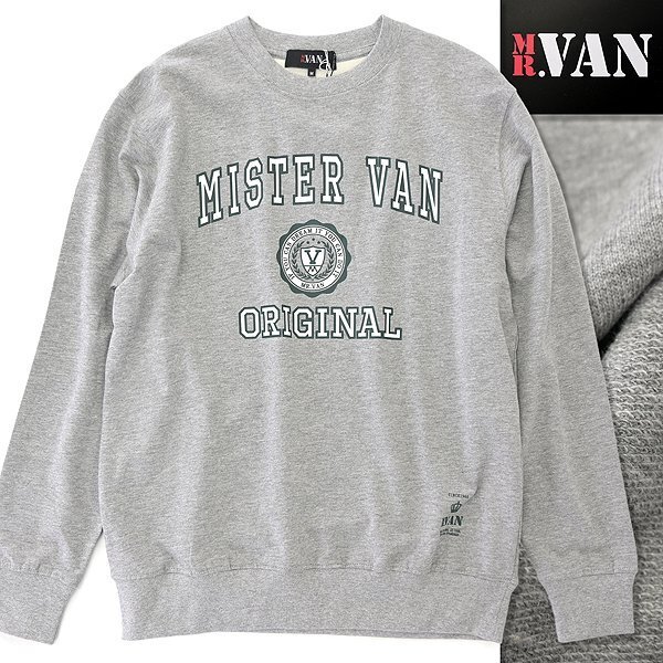 【未使用】新品 MR.VAN ミスターヴァン カレッジ プリント スウェット トレーナー M 灰 【I46256】 裏毛 ライト クルーネック プルオーバー メンズの落札情報詳細 ...