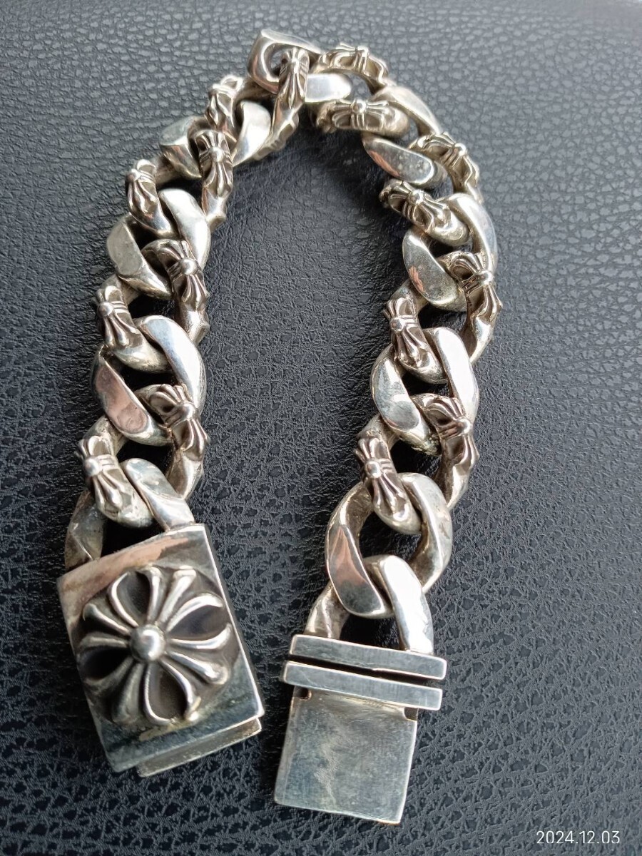 【未使用に近い】CHROME HEARTSクロムハーツ ブレスレット CH X BOX ID/CHクロスボックスID サイズ:13LINK シルバーブレスレット シルバー925 ヴィンテージの ...