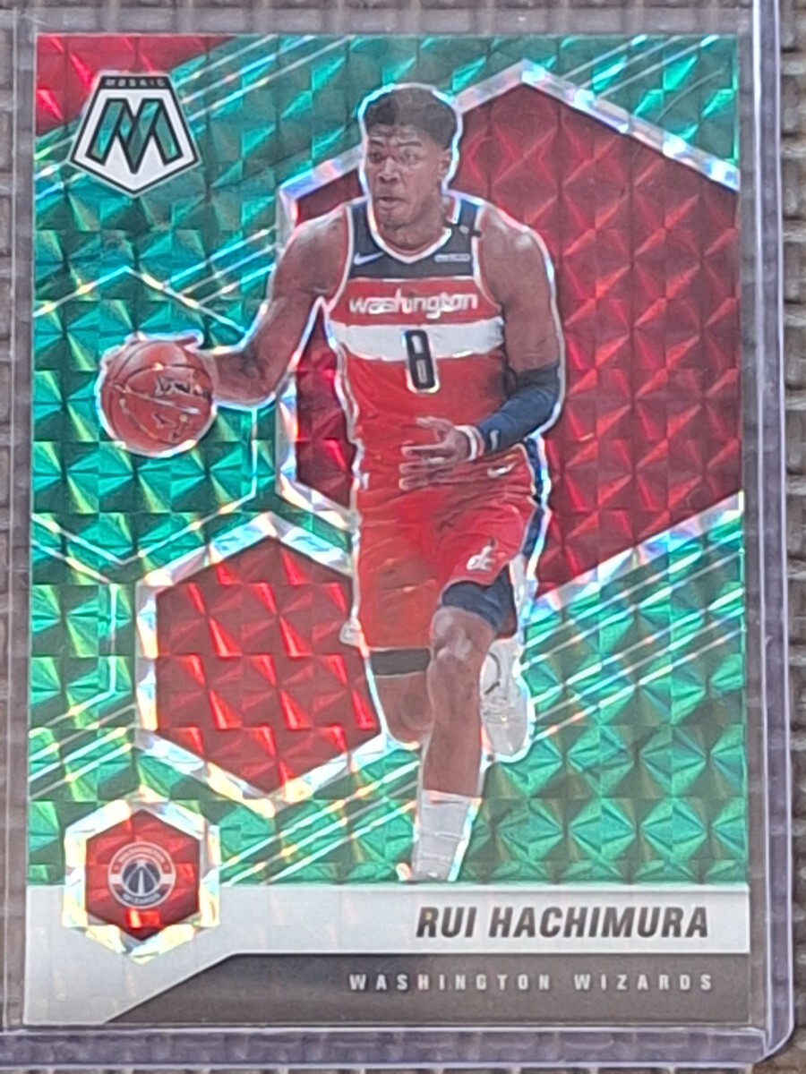 【未使用に近い】2020-21 Panini Mosaic #161 RUI HACHIMURA Green Prizm Washington ...