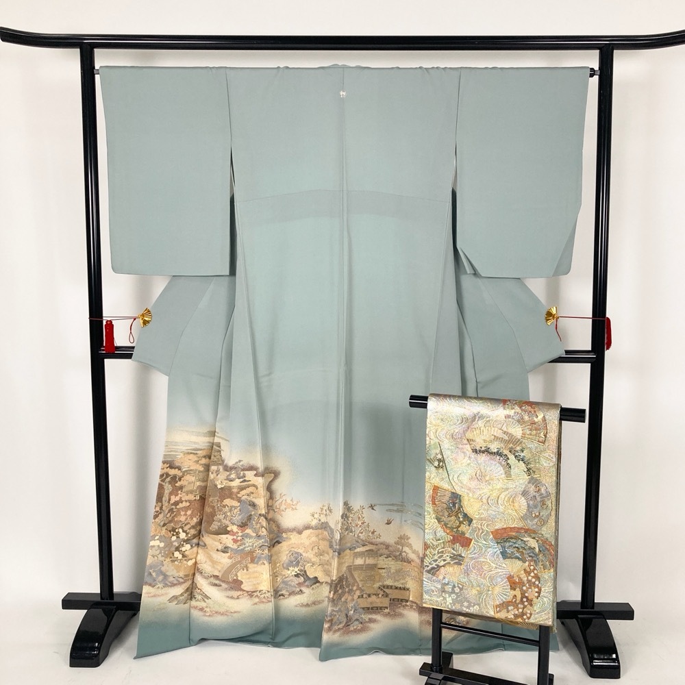 【やや傷や汚れあり】1円〜 色留袖 袋帯セット 徳川美術館秘蔵 初音の調度 扇壽 刺繍 金銀糸 ラメ糸 風景紋 身丈164.5cm y316-3019334【Y商品】和装 着物 小-28の落札 ...