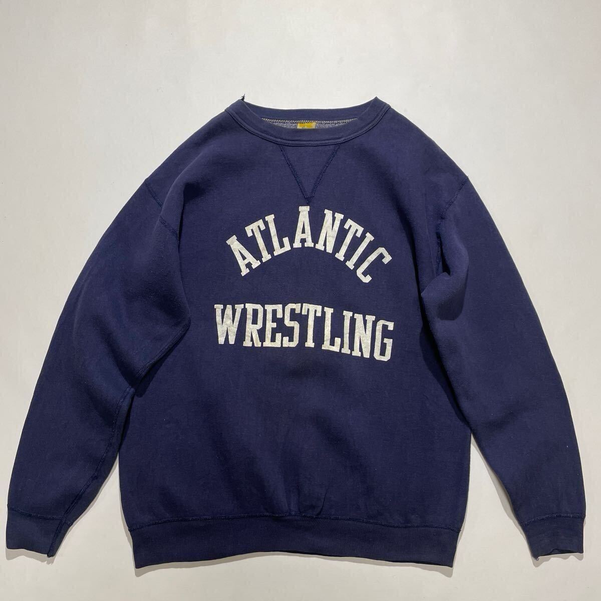 【目立った傷や汚れなし】ナス紺♪ビッグサイズ 60s USA製 Russell 前V スウェット L ビンテージ ネイビー セットインスリーブ ...