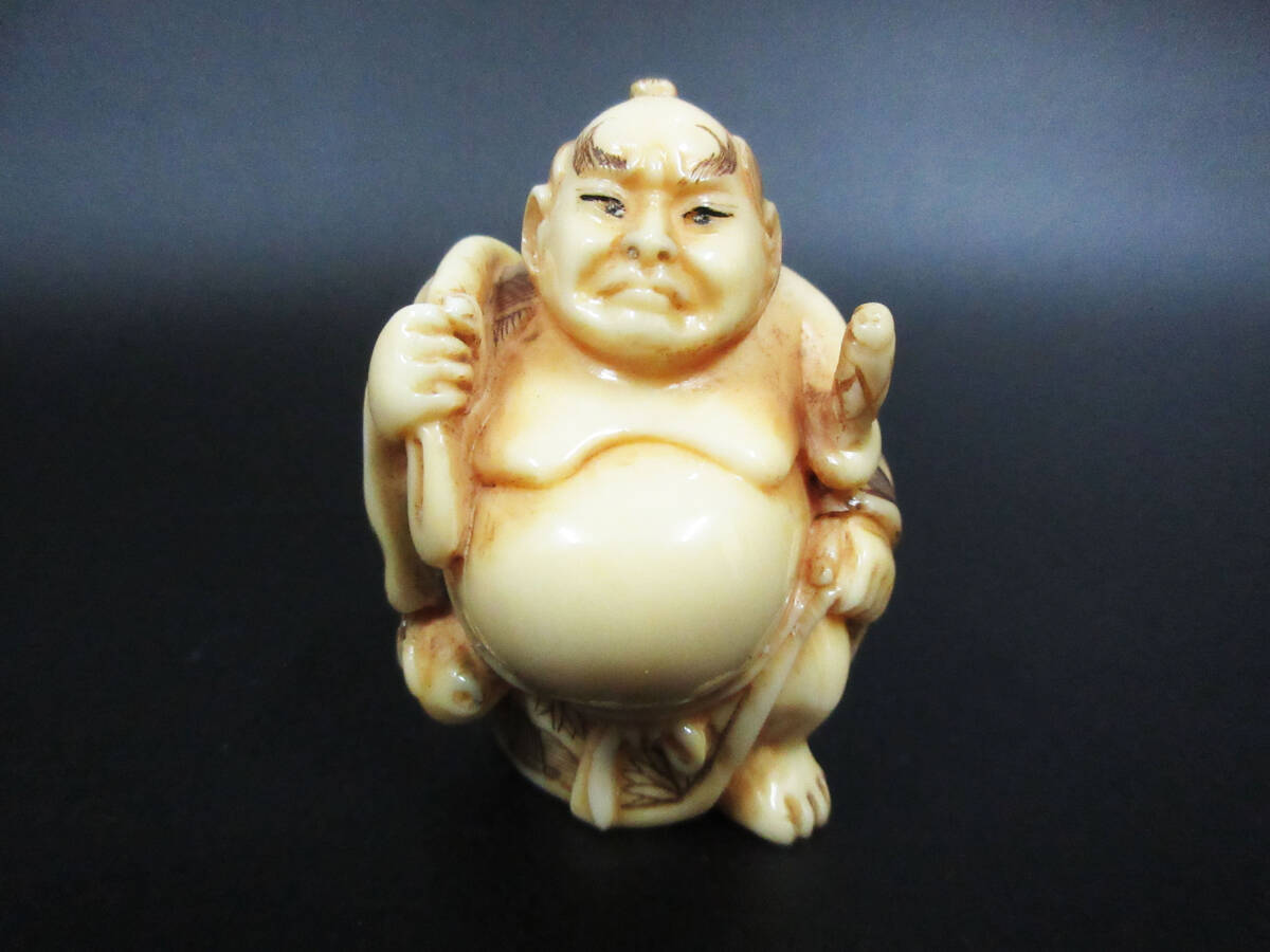 【やや傷や汚れあり】☆A98 時代物 【根付】 在銘 『広之』 高さ（約）4.6cm 重量（約）39.1g 細密彫刻 相撲 力士 人物 提物 印籠 差し 骨董品 アンティークの落札情報詳細 ...