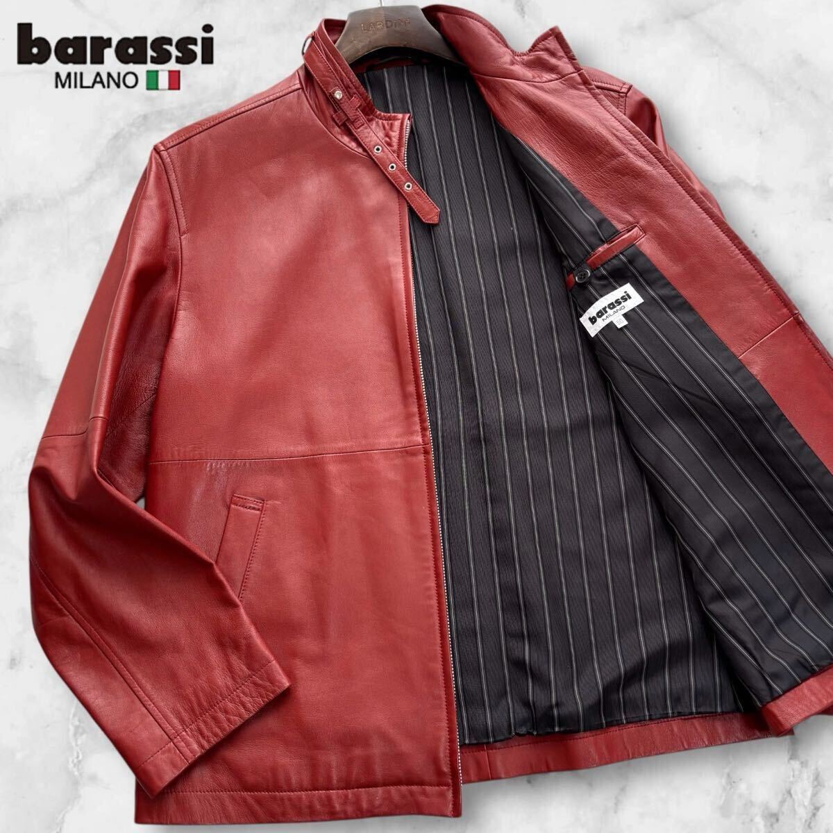 【目立った傷や汚れなし】美品/XL相当 真紅の皇帝 バラシ barassi シングル ライダースジャケット ラムレザー 極上トロトロの羊革 ジップ ブルゾン レッド 赤 50の落札情報詳細 ...