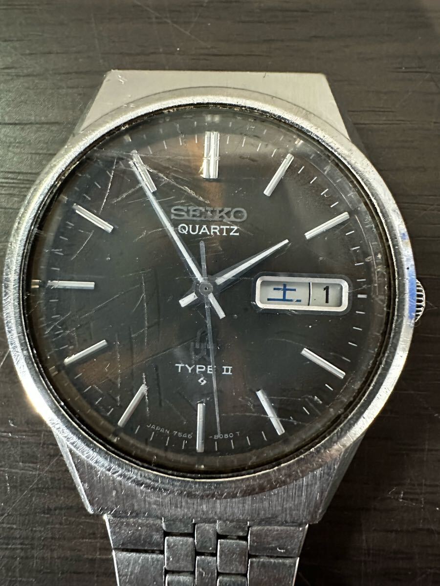 【やや傷や汚れあり】SEIKO TYPE Ⅱ 2 セイコー 腕時計 メンズ クォーツ 7546-8070 不動の落札情報詳細 - Yahoo!オークション落札価格検索 オークフリー