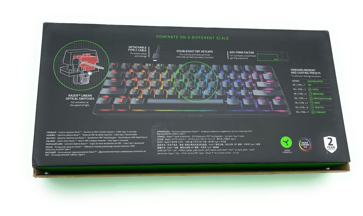 【目立った傷や汚れなし】1円〜 Razer Huntsman Mini JP 小型 ゲーミングキーボード 日本語 JP配列 60%レイアウト ...