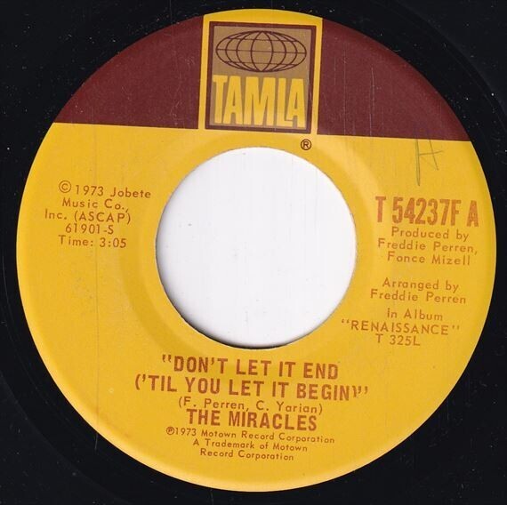 【やや傷や汚れあり】The Miracles - Don't Let It End ('Til You Let It Begin ...