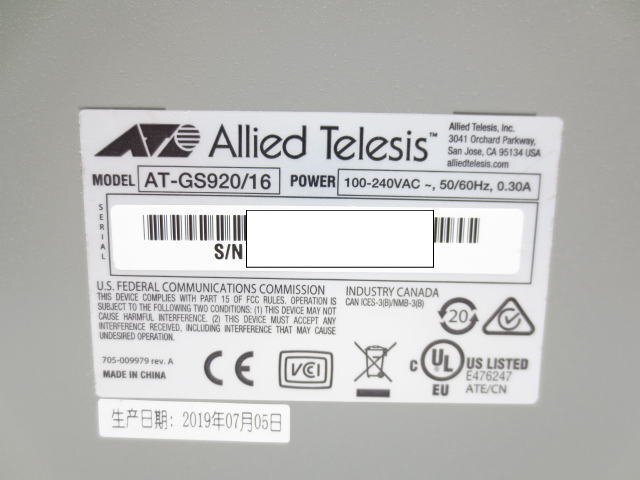 【傷や汚れあり】 ☆Allied Telesis/アライドテレシス レイヤー2ギガビットイーサネットスイッチ AT-GS920/16 16ポート 動作確認済 T2598の落札情報詳細 ...