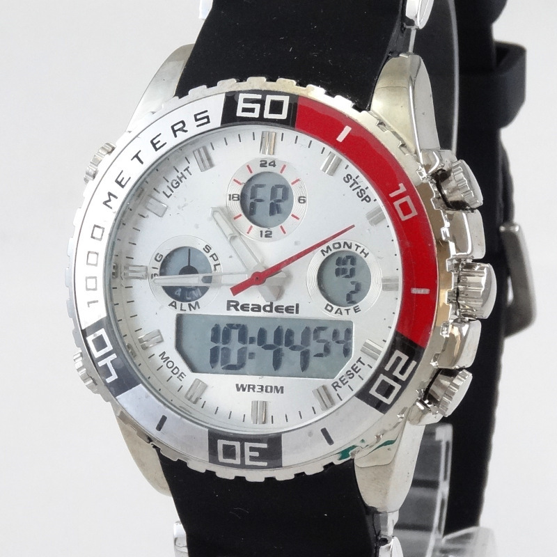 【新品】未使用 Readeel 腕時計 military watch 4 NF8084 デュアルディスプレイ クロノグラフ レッド[E0189 ...