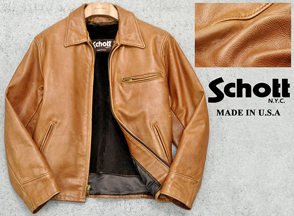 激レア90s茶タグ！USA製 ショット SCHOTT「AT101」牛革オイルドカウハイド ヴィンテージ加工 ボアライナー付き レザーライダースジャケットの落札情報詳細 - ヤフオク落札価格検索 ...