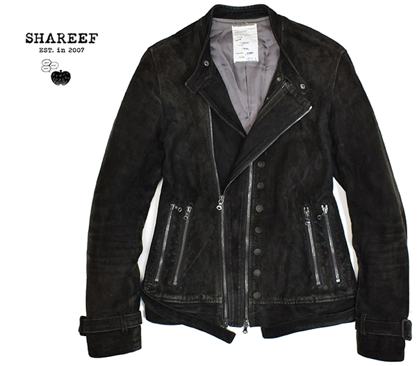 抜群★SHAREEF 15AW SUEDE LEATHER ZIP BLOUSON ゴートレザーライダースジャケット 黒 1の落札情報詳細 - ヤフオク落札価格検索 オークフリー