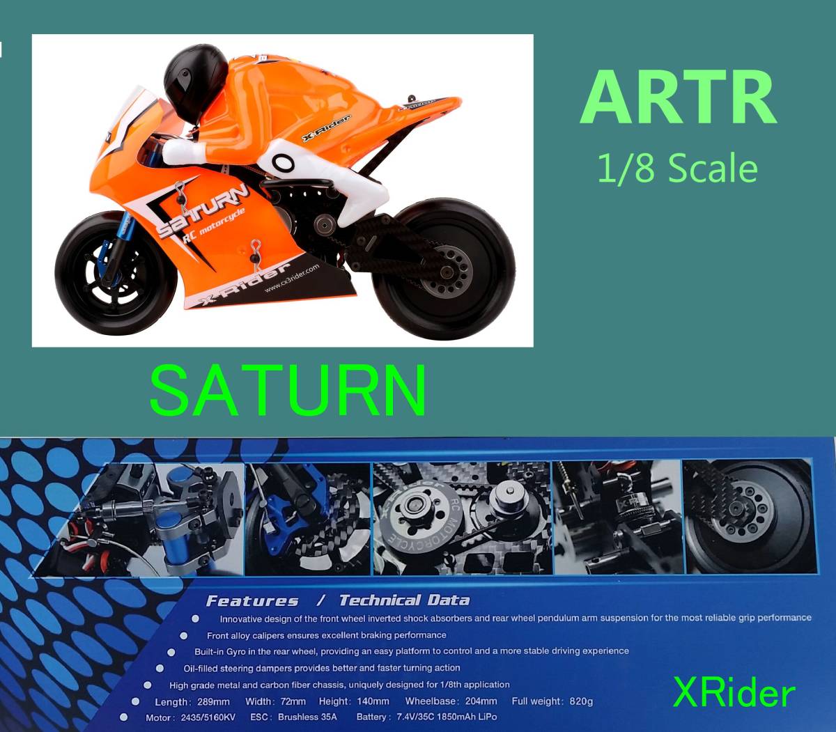 【新品】XRider SATURN 1/8 レーシング バイク ARTR (検索 オートバイ X-Rider mars hkm390 セキド ...