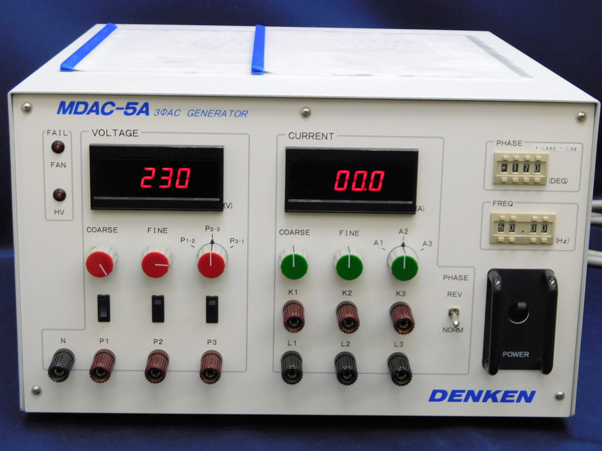 DENKEN デンケン MDAC-5A 三相交流発生装置 試験用電源 三相AC0～220V 200VA 中古の落札情報詳細 - Yahoo!オークション落札価格検索 オークフリー