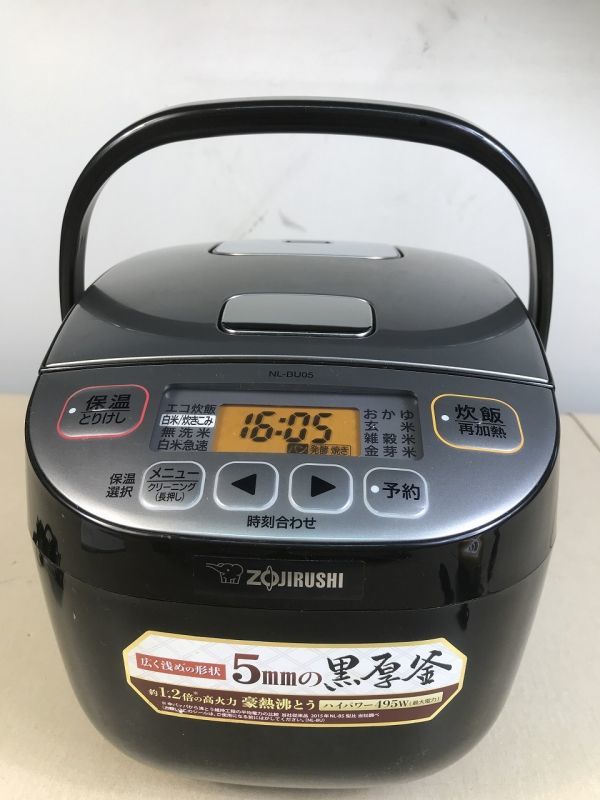 AE57 象印 炊飯ジャー 3合炊き 動作品 2019年製 ZOJIRUSHI NL-BU05型 BA ブラック の落札情報詳細 - ヤフオク ...