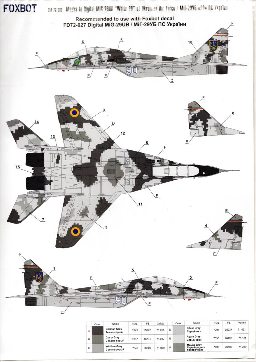 【未使用】1/72 FOXBOT DECALS 72-027 MiG-29UB, Ukrainian Air Forces, digital ...