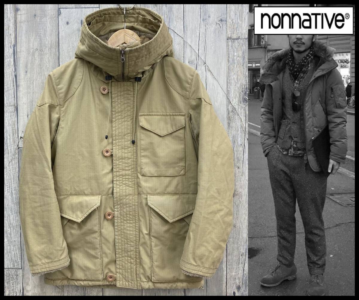 【傷や汚れあり】nonnative ノンネイティブ 3LAYER RIPSTOP FURMIL JUMPER N-3B TYPE ボア 切替 ミリタリー フライト ジャケット ジャンパー ...
