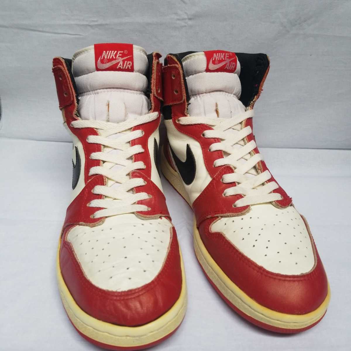 【傷や汚れあり】NIKE AIR JORDAN1 ORIGINAL CHICAGO ジョーダン1 オリジナル 1st 1985 の落札情報詳細 ...