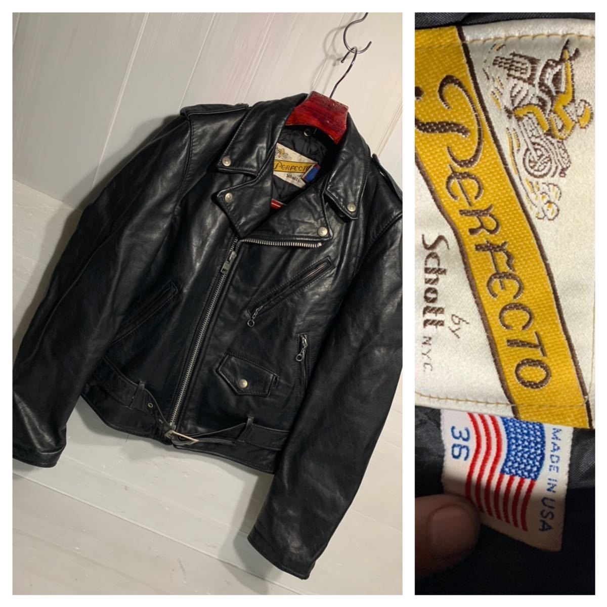 【目立った傷や汚れなし】90'sヴィンテージ SCHOTT N.Y.C. ショット USA製 ネイキッドカウハイド 牝牛 118 ダブルライダースジャケット レザージャケット 黒 36 S程の ...