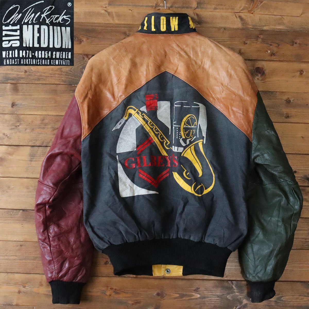 【やや傷や汚れあり】D11/s11.3-2 On The Rocks 本革 レザー切り替え スタジャン 中綿入り ジャンパー ブルゾン ワッペン メンズ M ブラウン系の落札情報詳細 ...