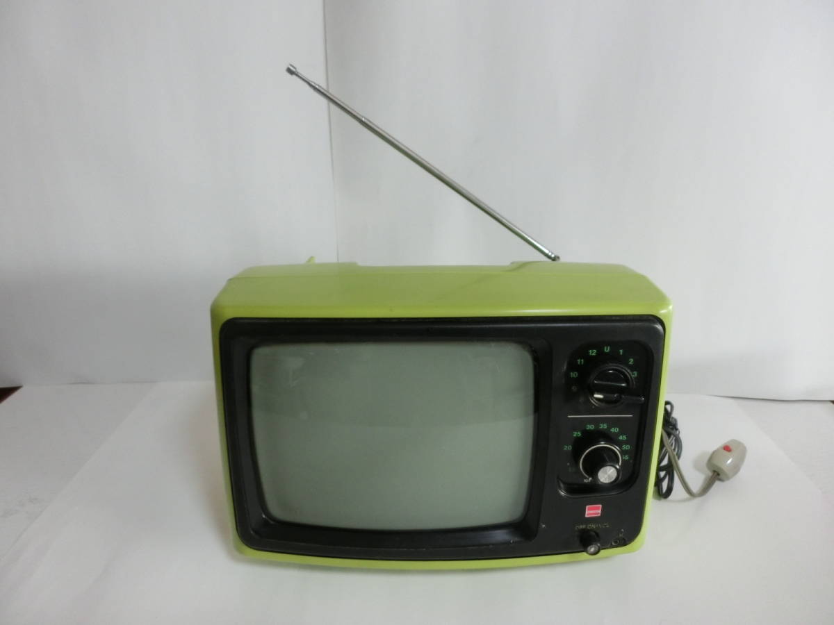 【傷や汚れあり】SHARP シャープ 白黒 テレビ 10P-K2U 1976年製 IC トランジスタ式 緑 グリーン 昭和レトロ インテリアの ...