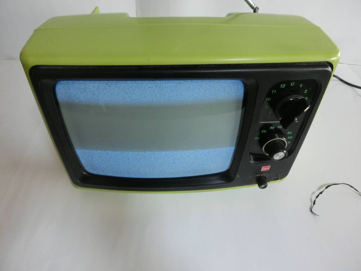 【傷や汚れあり】SHARP シャープ 白黒 テレビ 10P-K2U 1976年製 IC トランジスタ式 緑 グリーン 昭和レトロ インテリアの ...