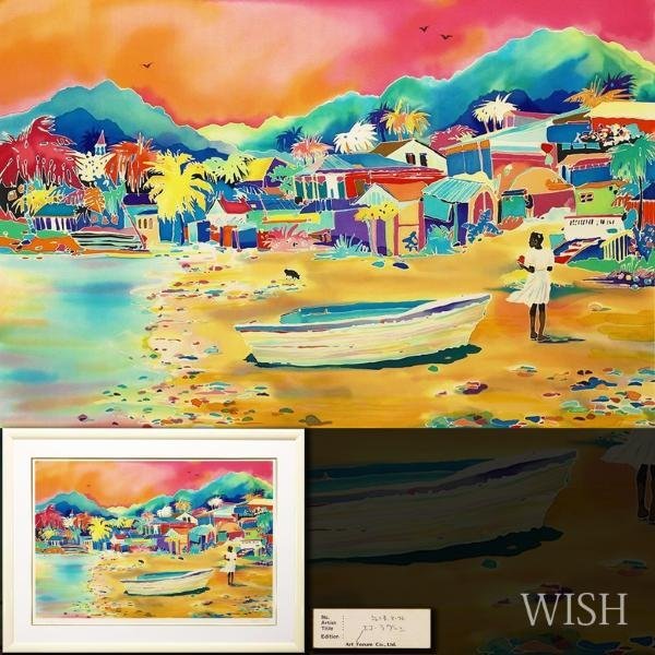 【やや傷や汚れあり】【真作】【WISH】ジェニファー・マークス Jennifer Markes「エコーラグーン」シルクスクリーン 30号 大作 ...