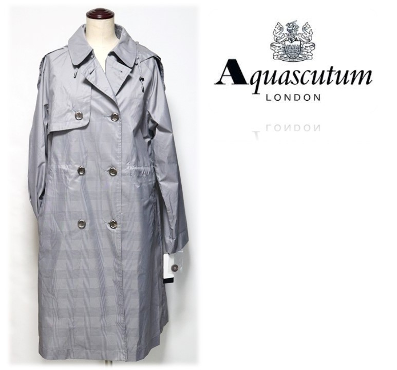 【未使用】新品タグ付き【Aquascutum LONDON アクアスキュータム】チェック柄レインコート M-L フード脱着可 収納袋付き v1989の落札情報詳細 - Yahoo!オークション ...