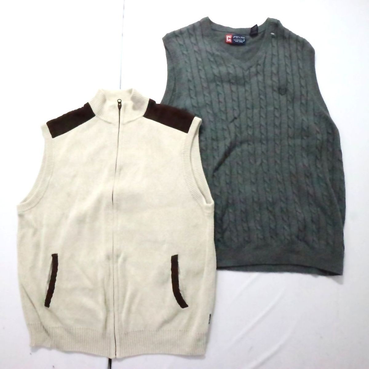 【やや傷や汚れあり】 チャップス ニットベスト set アーガイル柄 フルジップ 他 (メンズL/XL) 7枚セット まとめ売り 古着卸 1円 ...