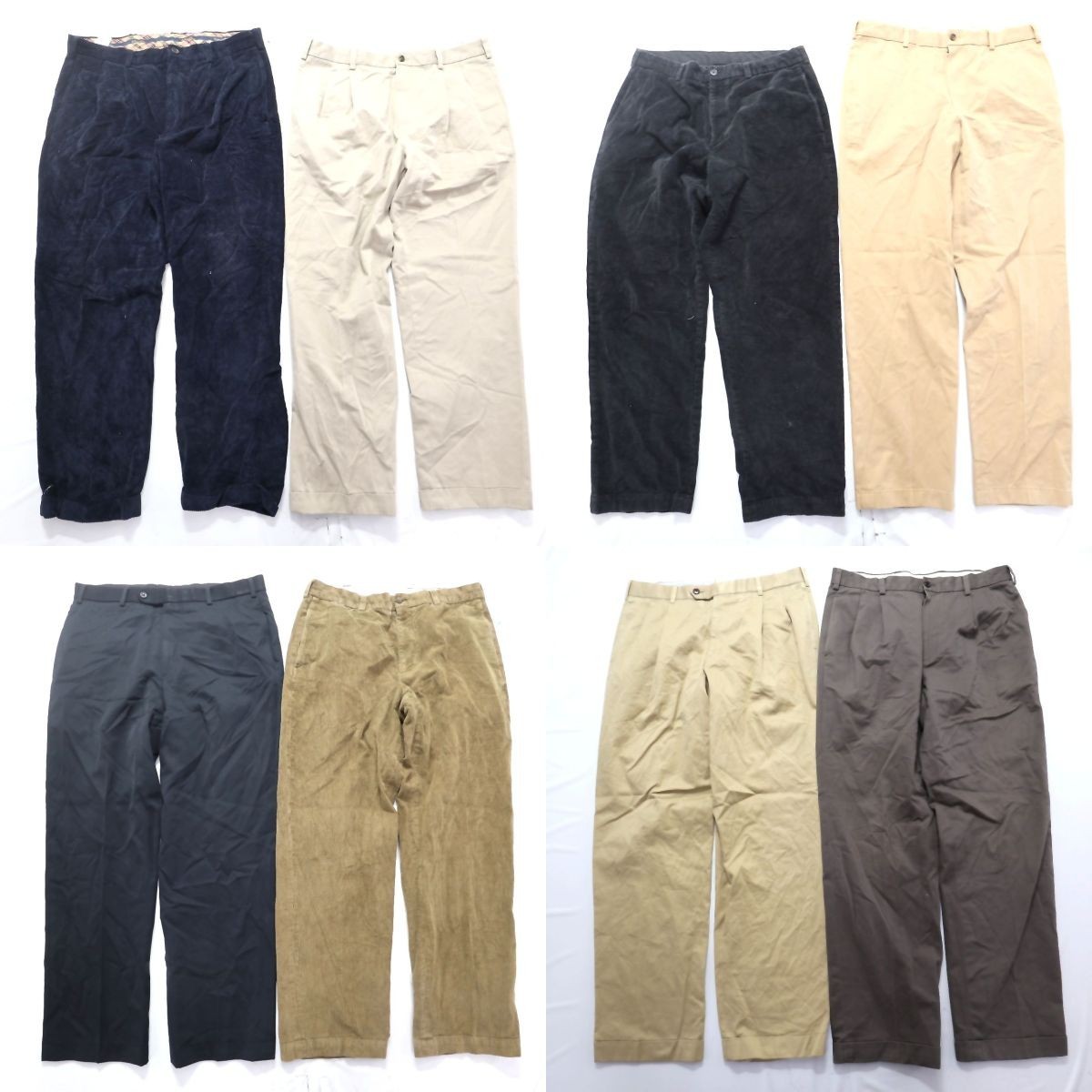 【やや傷や汚れあり】 ブルックスブラザーズ パンツMIX set 単色 無地系 他 (メンズ34/35） 8枚セット まとめ売り 古着卸 1円 ...