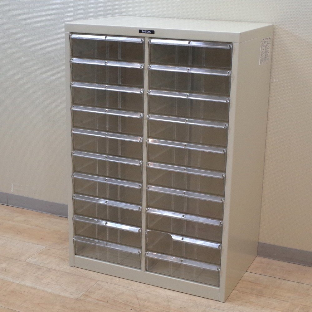 【目立った傷や汚れなし】ナカバヤシ ファイルキャビネット ホワイト クリスタルトレー書庫 NEOX 収納 2列10段 書類棚 A4引き出し ...