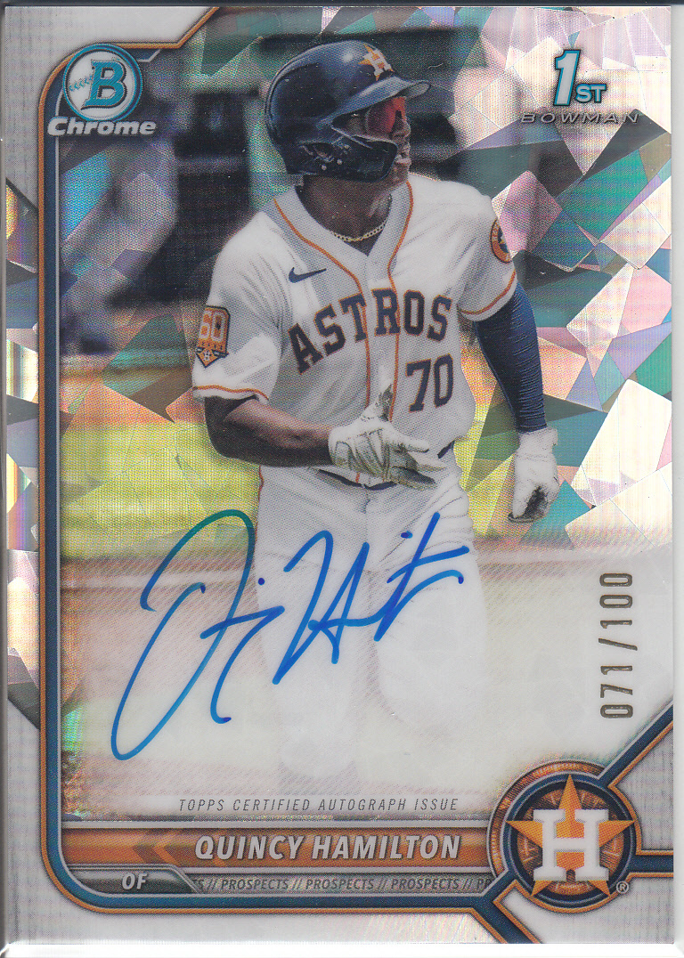 【目立った傷や汚れなし】【Quincy Hamilton】 Bowman chrome 2022 Chrome Prospect Auto ...