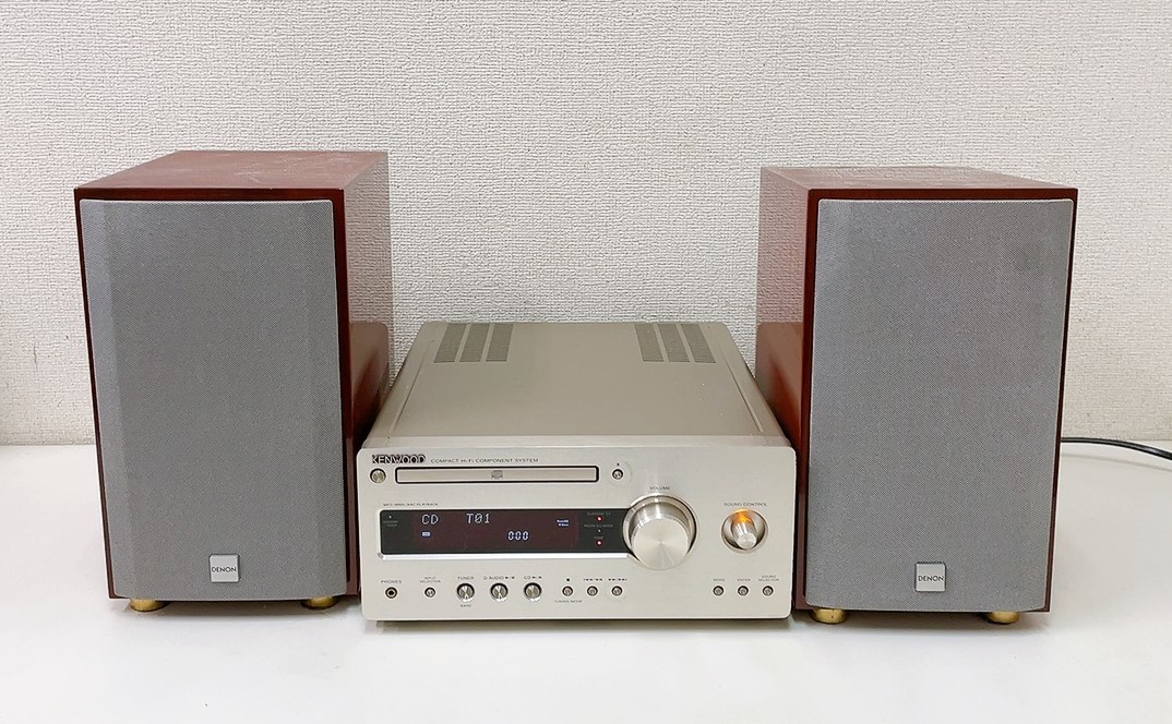 【やや傷や汚れあり】【kenwood ケンウッドcdレシーバー「r K711」・denon デノン スピーカー「sc Mg35lt」セット