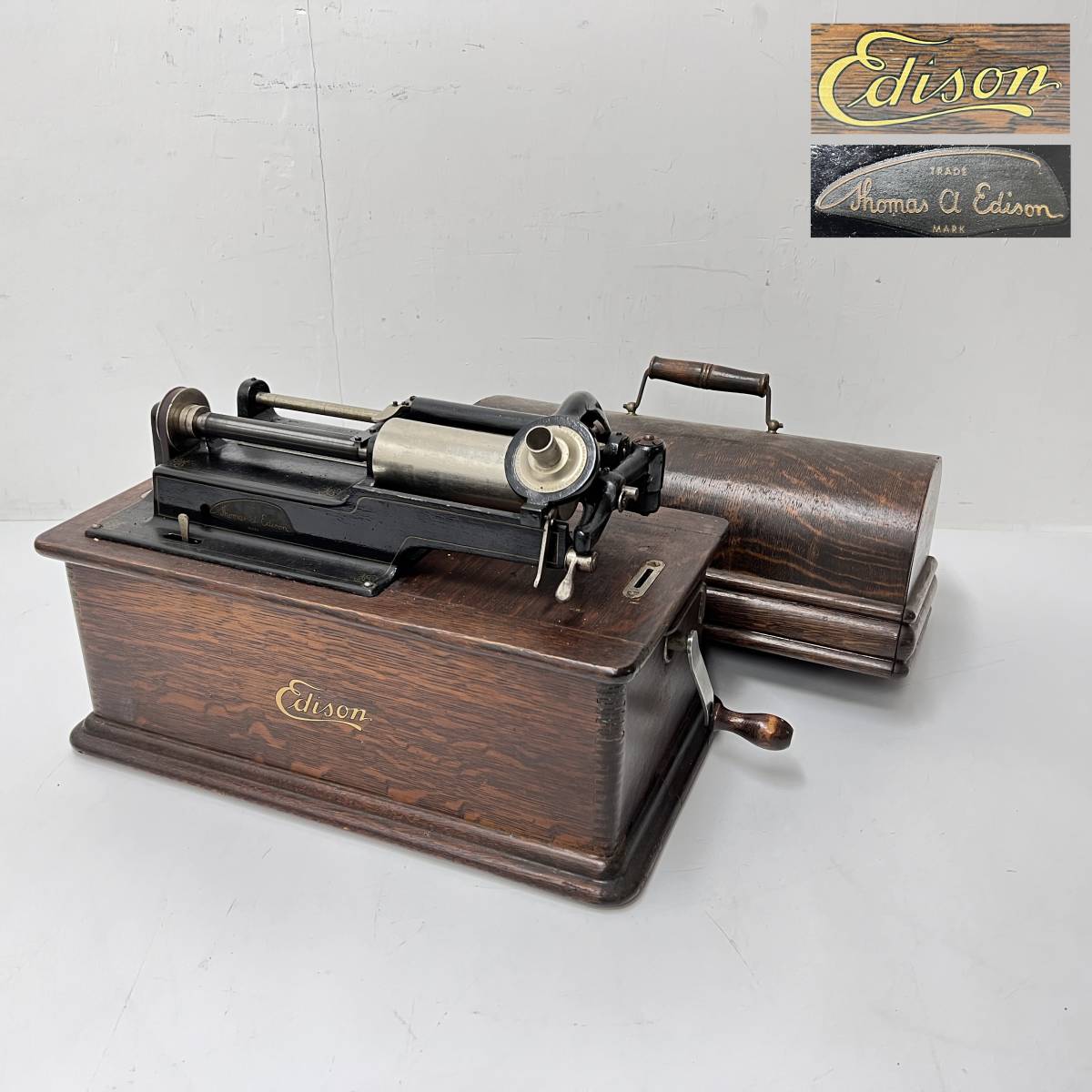 【傷や汚れあり】【SS】アンティーク 蓄音機 C-④ THOMAS A.EDISON MODEL-C 蝋管式蓄音機 1900年代 戦前 ...