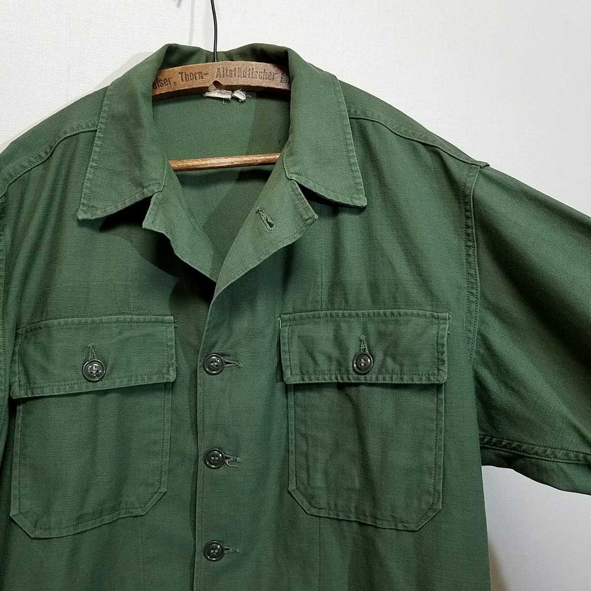 【目立った傷や汚れなし】《1960年会計 / 1st / 後期》米軍実物 US ARMY OG107 コットンサテン ユーティリティシャツ M m51 m65 ベトナム戦争 ナム戦 60s ...