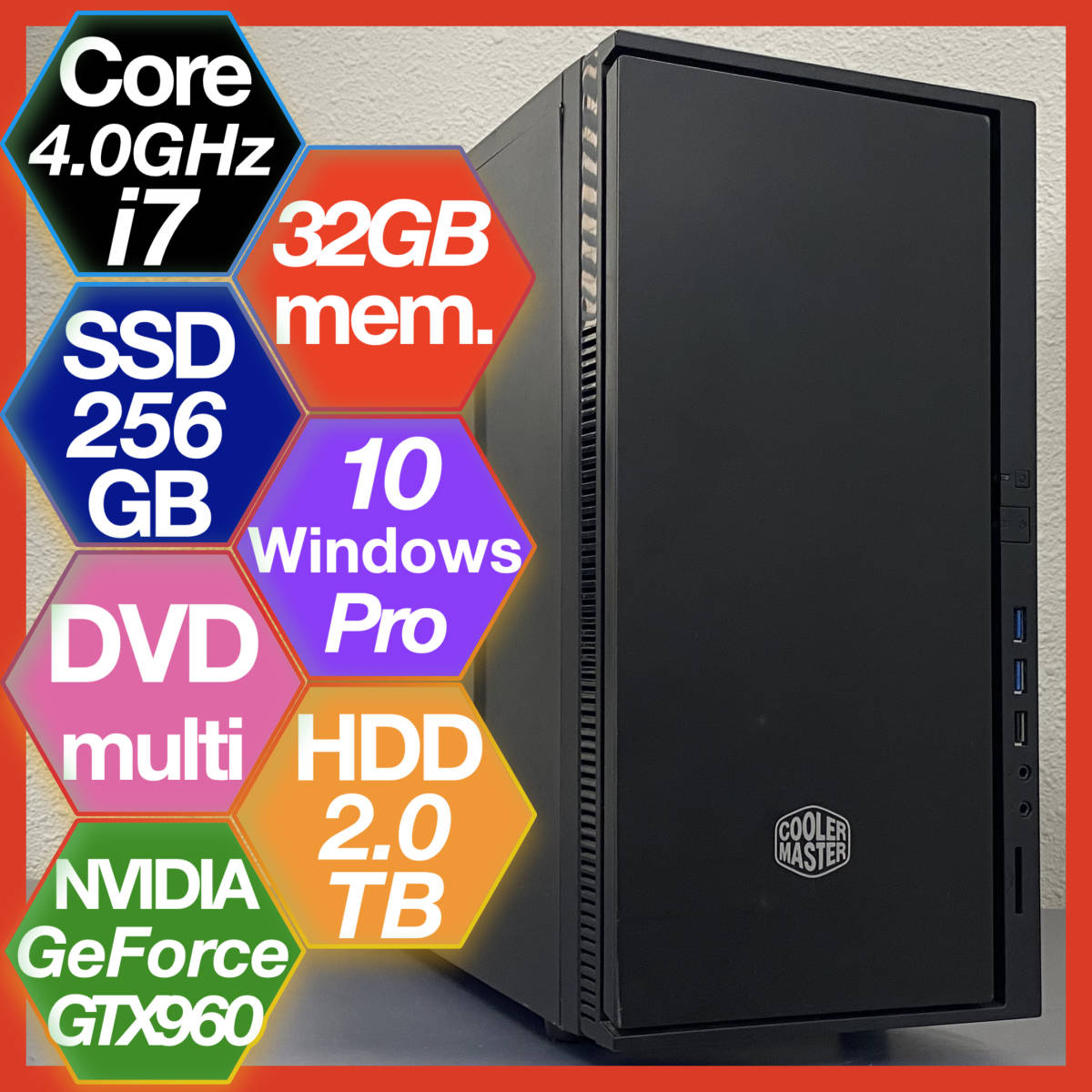 【傷や汚れあり】4GHz Core i7 & NVIDIA GeForce GTX960 & 32GBメモリ搭載！Windows 10 Pro ...