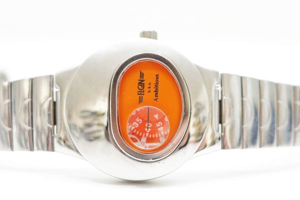 【やや傷や汚れあり】343 ELGIN U.S.A Ambitious ROTATION DISK WATCH QZ FK-982-J ...