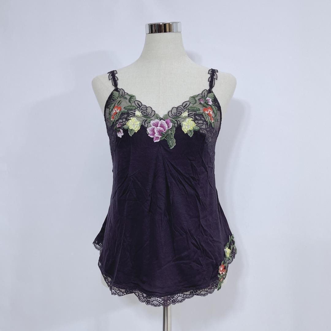 【未使用】【1162】Wacoal Trfle ワコール トレフル キャミソール 90 ショーツ L 26G VI パープル バイオレット ...