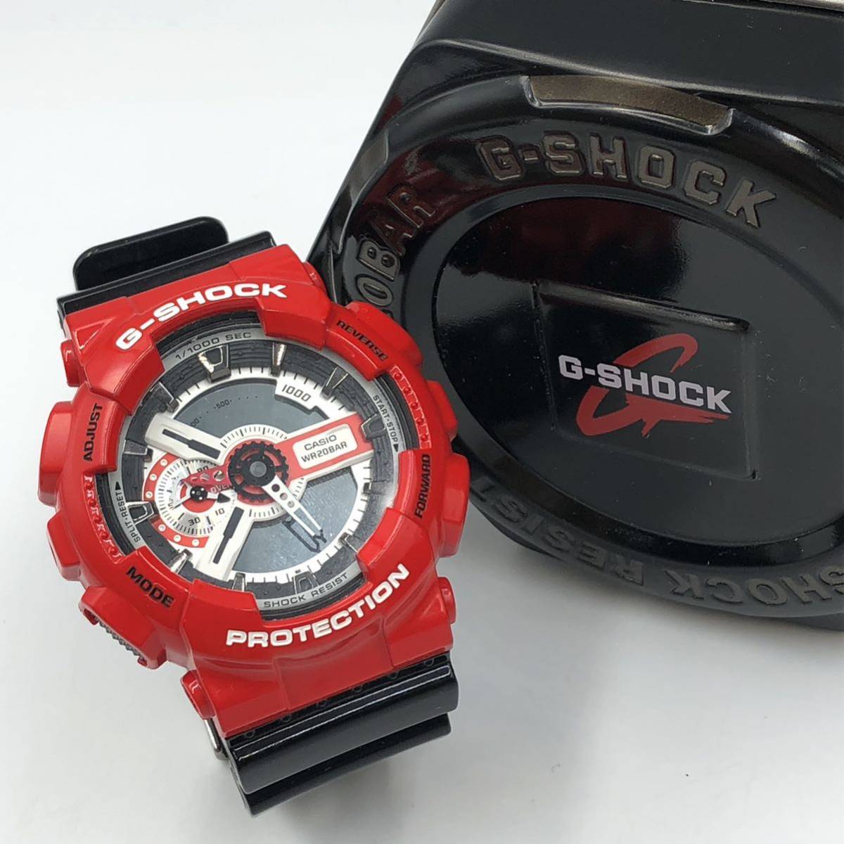 【傷や汚れあり】3.31OD-G235★CASIO G-SHOCK★カシオ/Gショック/GA-110RD/レッド系/ブラック系/ケース付き/腕 ...