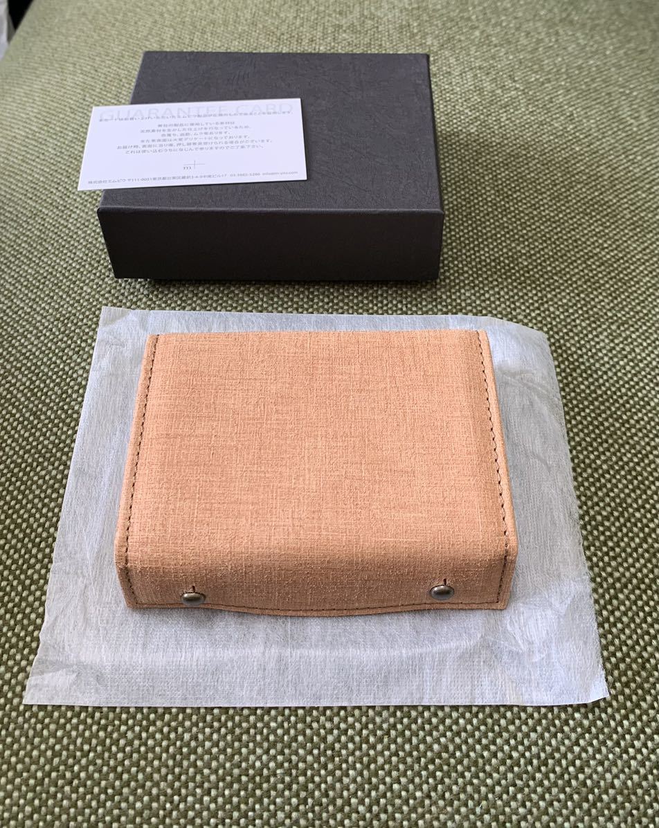 【未使用】新品 m+ millefoglie II P25 quadretti クアドレッティ camel キャメル エムピウ ミッレフォッリエ 2 ミニ 財布 mini wallet 革 ...