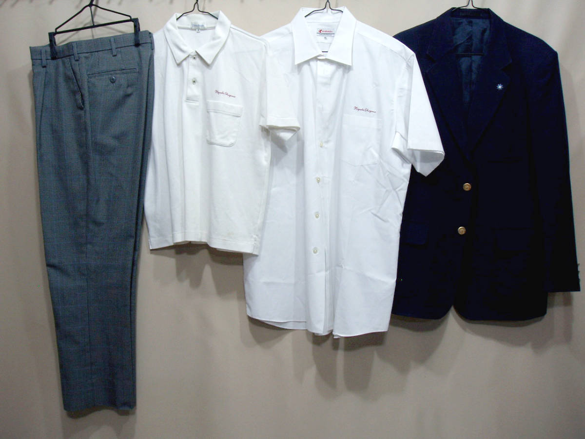 【やや傷や汚れあり】M39661【Predicant/Kanko】岡山県 高校 男子制服 クリーニング済 ブレザー 半袖シャツ ポロシャツ ...