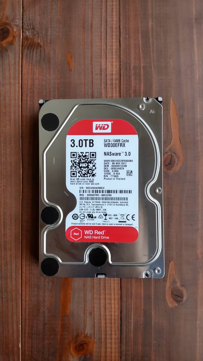 【未使用に近い】【美品 】正規品/Western Digital HDD 3TB WD Red NAS RAID 3.5インチ ...
