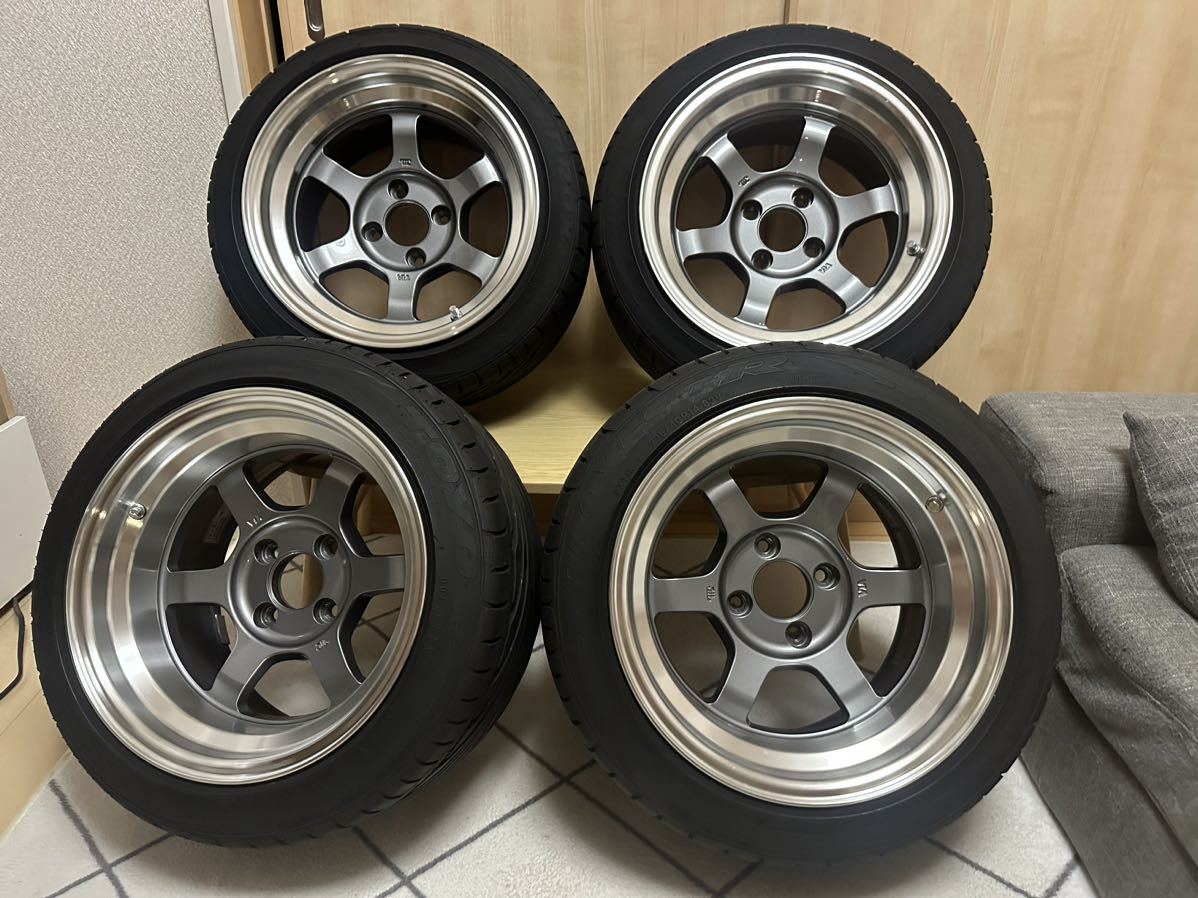 【目立った傷や汚れなし】RAYS ボルクレーシング TE37V 廃盤 絶版モデル PCD100 4H 14インチ 8.5J-5 9J-15 ロードスター シビック JDM stance ...