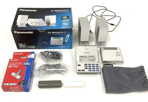 【傷や汚れあり】C214-I43-1169 Panasonic パナソニック ポータブルMDレコーダー SJ-MR230-S シルバー SHARP ステレオマイク MC-TS1 箱付き まとめ ...