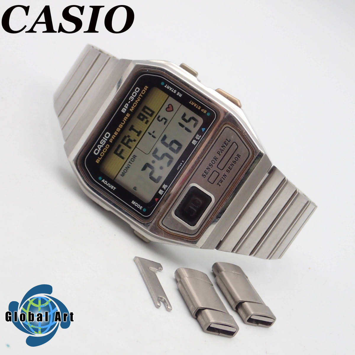 【やや傷や汚れあり】う06207【美品】CASIO カシオ/BLOOD PRESSURE MONITOR/クオーツ/腕時計/血圧計/デジタル ...