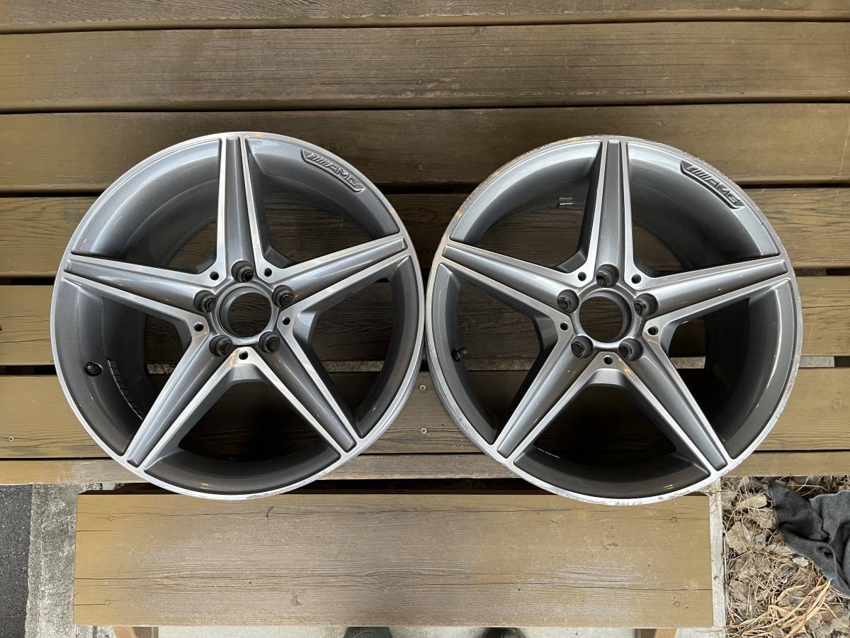 【傷や汚れあり】②AMG メルセデス ベンツ Cクラス W205 純正 リア ホイール 2本 5H-112 18インチ 8.5J+49 品番 ...