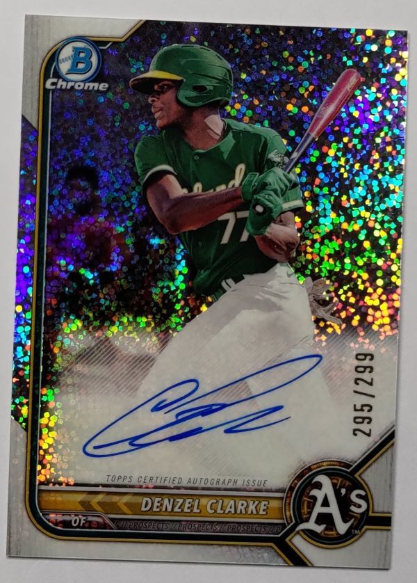 【目立った傷や汚れなし】Denzel Clarke 2022 Bowman Chrome Sparkle Refractor Auto 直筆 ...