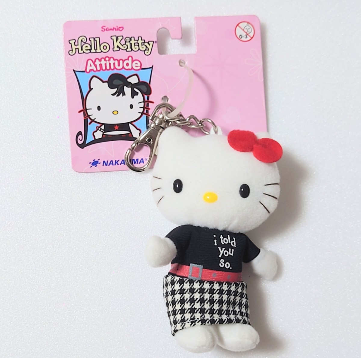 【目立った傷や汚れなし】海外 限定 ハローキティ Hello Kitty ぬいぐるみ マスコット キーホルダー チェーン Attitude i ...