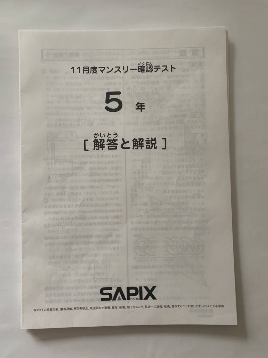 【目立った傷や汚れなし】サピックス SAPIX 5年 11月マンスリー確認テスト 2022年 原本の落札情報詳細 - ヤフオク落札価格検索 オークフリー