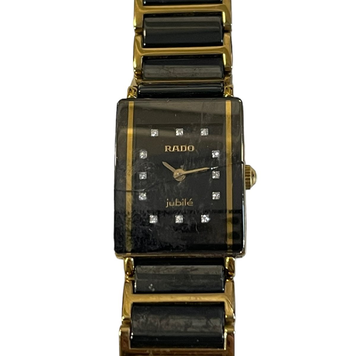 【全体的に状態が悪い】【ジャンク】 RADO ラドー 153.0383.3 ブラック ケース割れあり 不動 時計 腕時計 本体のみ ...