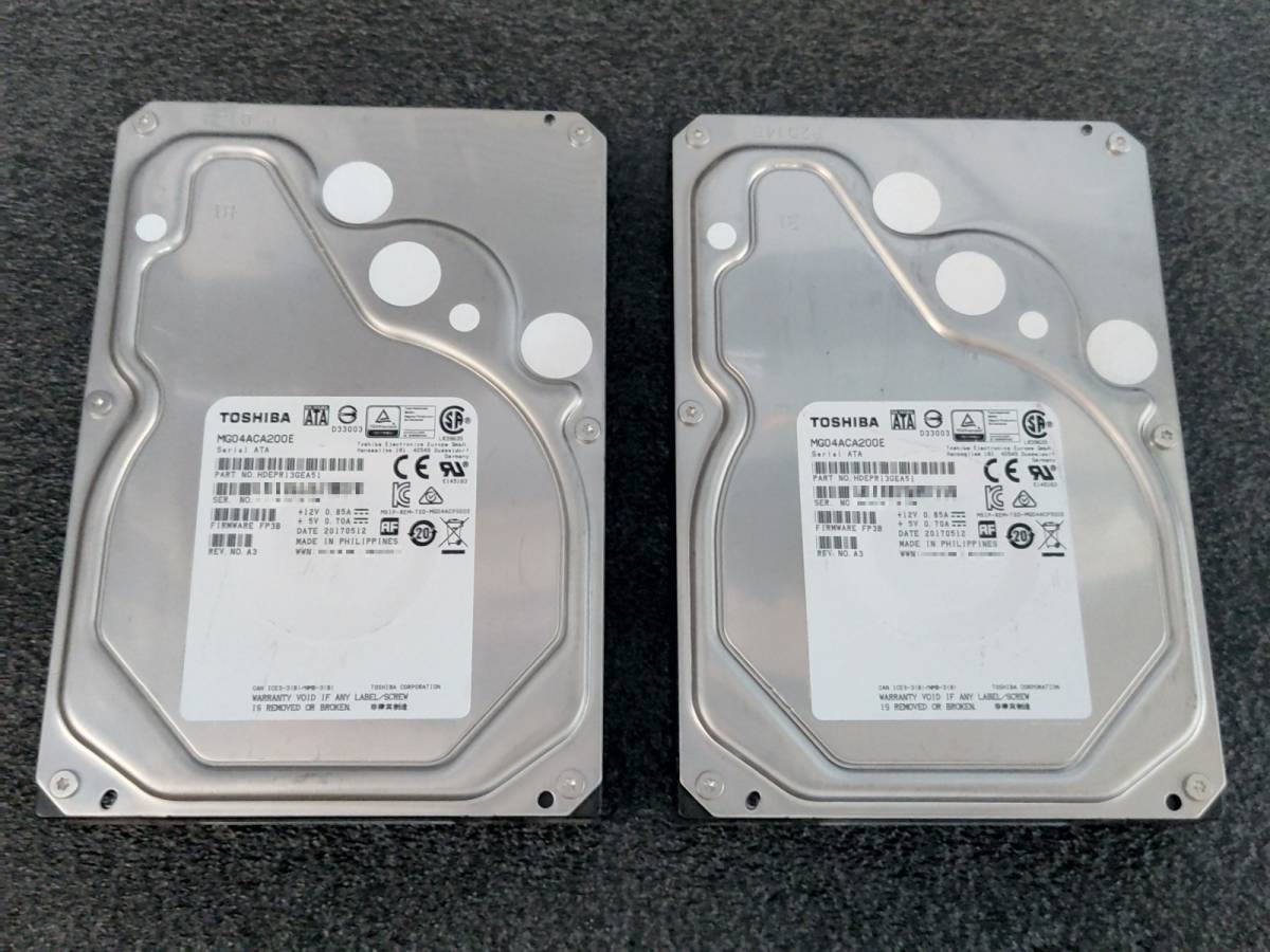 【全体的に状態が悪い】Toshiba 東芝 エンタープライズ向けニアラインHDD MG04ACA200E 4TB分（2TB×2台、128MB ...